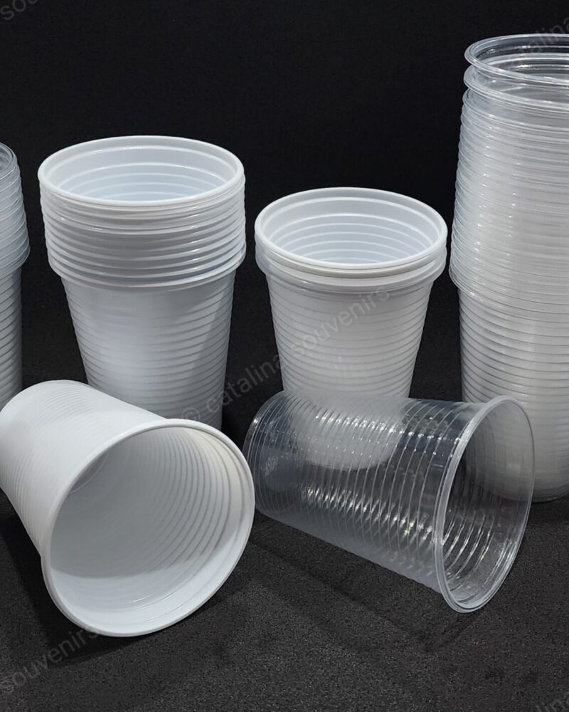 VASOS PLÁSTICOS DESCARTABLES BLANCOS Y TRANSPARENTES x100und medidas ...
